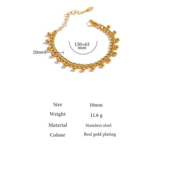 Jewelry | New 18k Gold Plated Bead Link Chain Bracelet | Poshmark